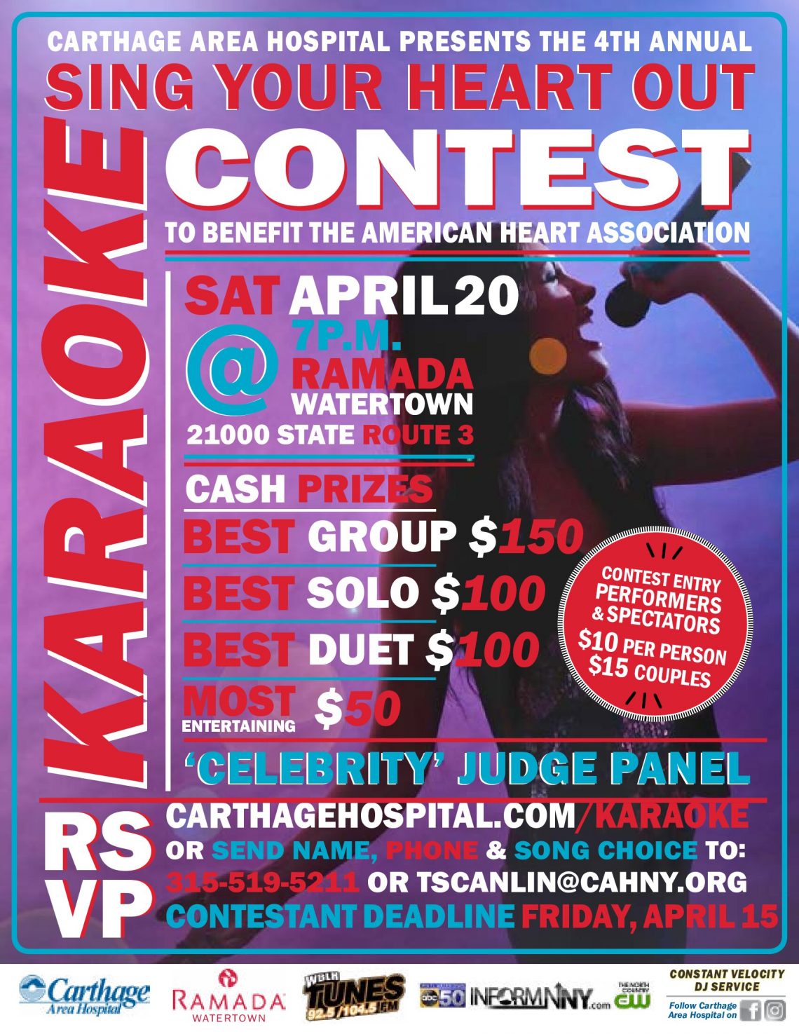 4th Annual ‘sing Your Heart Out Karaoke Contest Scheduled For April 20th Carthage Area Hospital